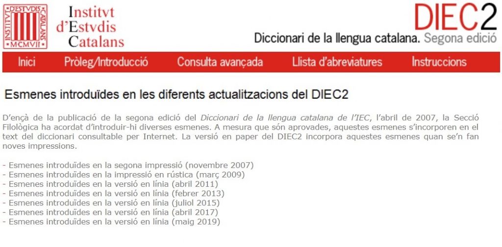 Setena actualització del DIEC2 | Criteria. Espai web de correcció de l'IEC