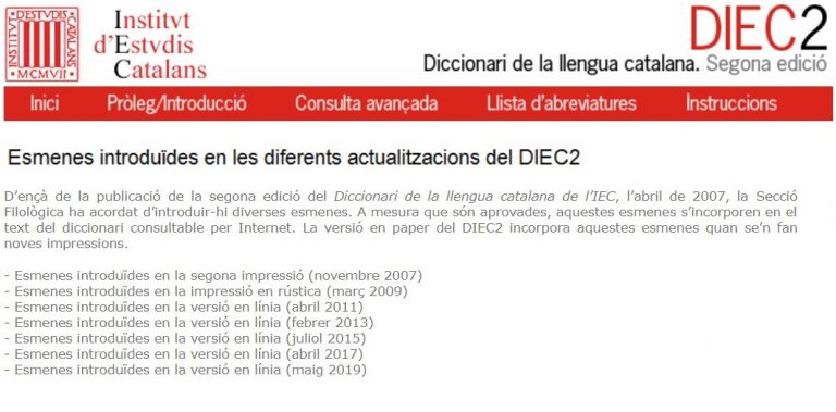 Setena actualització del DIEC2 | Criteria. Espai web de correcció de l'IEC